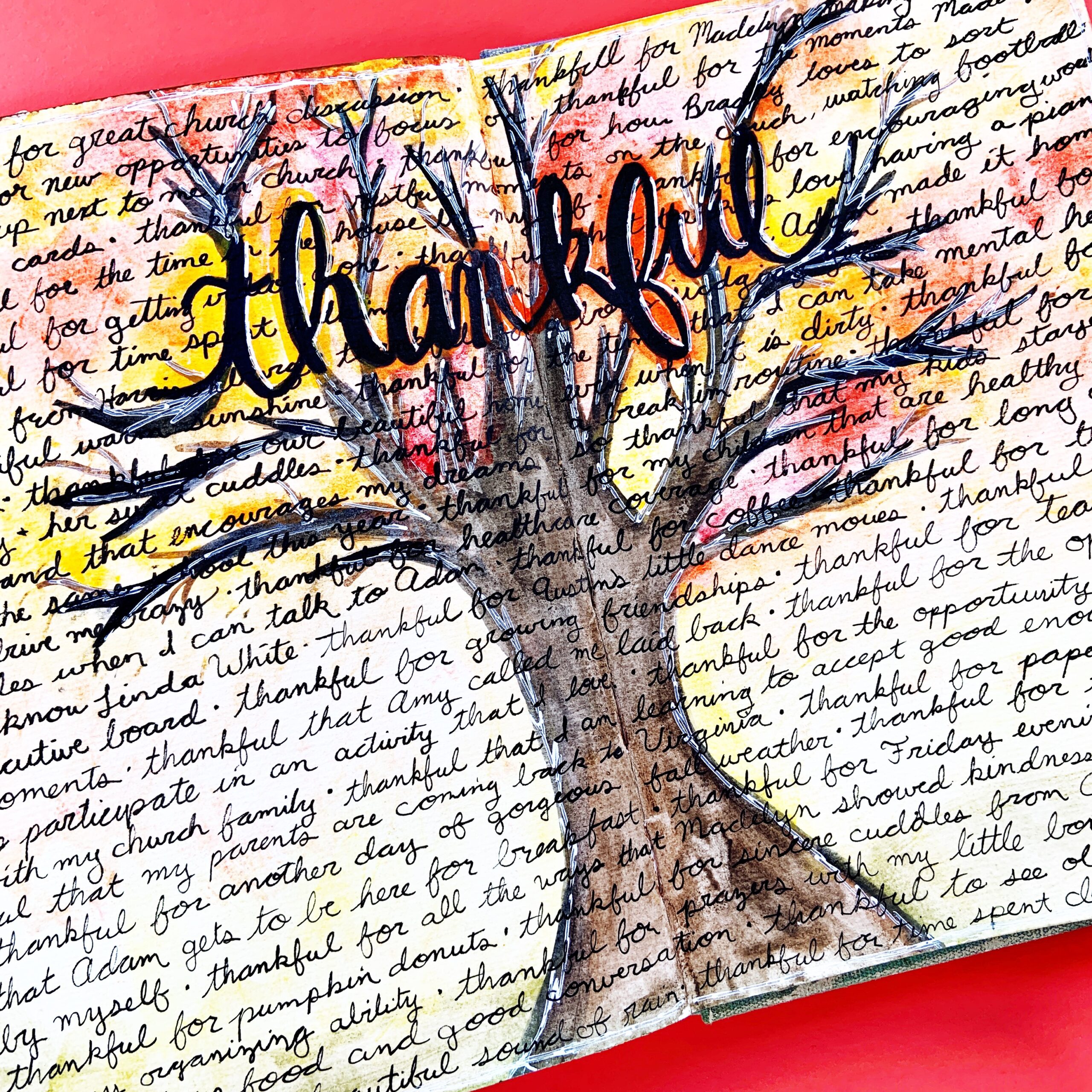 "Thankful" Art Journal Process - The Scrappy Wife