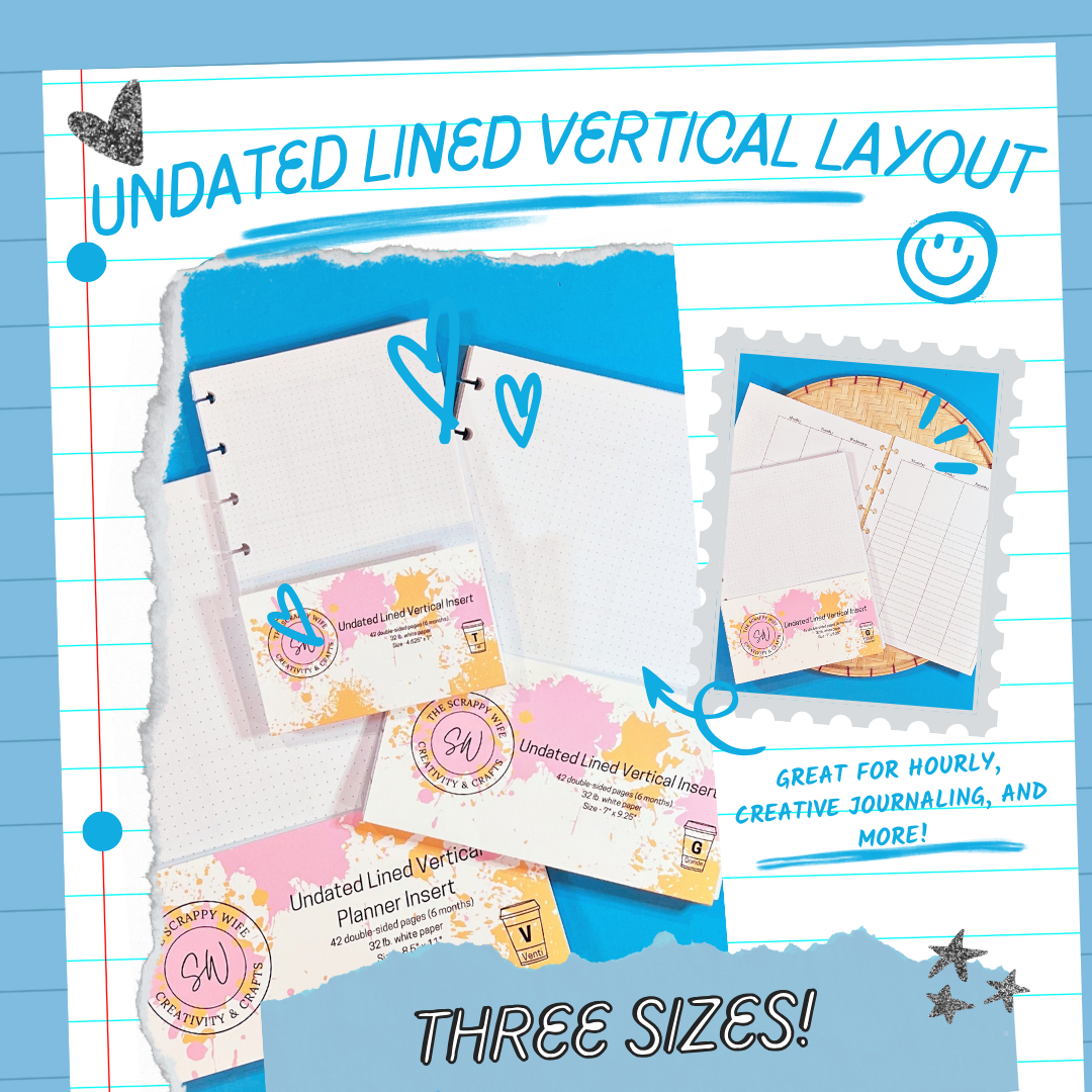 Undated Lined Vertical Planner Insert - The Scrappy Wife